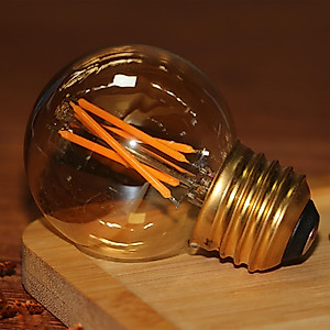 FANNIS Vintage Dimmable LED Bulbs, G50 G16.5 Edison Bulb, Equivalent 20W- 40W, Soft Warm Light 2200K, E26 Medium Base, Amber Glass LED Filament Light Bulb, Pack of 6