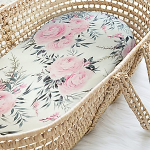 Bassinet Sheets for Baby Girl, Ultra-Soft Fitted Universal Sheet for Oval, Rectangle & Hourglass Types of Bassinet Mattress Sheet pad by Max&So