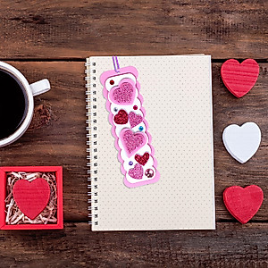 Winlyn 24 Sets Valentine's Day Decorations DIY Heart Bookmarks Valentine Craft Kits Blank Foam Bookmarks with Assorted Hearts Stickers for Kids Classroom Activities Reading Party Favors Gift Exchange