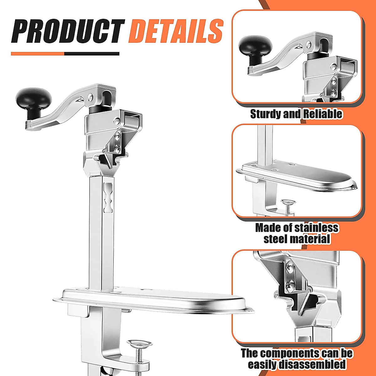 Manual Table Can Opener Commercial Can Opener Heavy Duty Professional Industrial Can Opener for Big Cans with Plated Steel Base and Stainless Steel Blade for Cans up to 17 Inch Tall Kitchen Restaurant