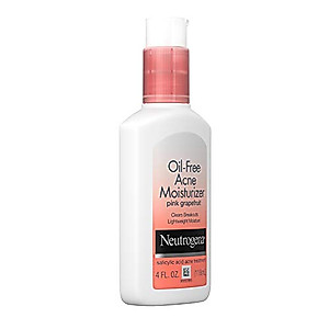 Neutrogena Oil Free Acne Facial Moisturizer with.5% Salicylic Acid Acne Treatment, Pink Grapefruit Acne Fighting Face Lotion for Breakouts, Non-Greasy & Non-Comedogenic, 4 fl. oz