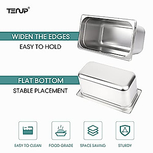 TENUP 6 Pack Anti-Jam Hotel Pans, 1/3 Size 6 Inch Deep, NSF, Commercial 18/8 Stainless Steel Pan，Steam Table Pan, Catering Food Pan