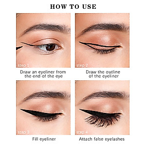 NewBang 3 Pcs Liquid Eyeliner Pen, Upgraded Self-adhesive Long-Lasting Waterproof Eyelash Glue Pen, Non Magnetic, No Blooming Quick Drying Eye Liner for Wear Normal False Eyelashes(Black , Brown