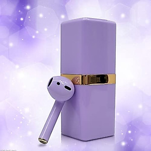 Conchpeople Portable Bluetooth Wireless Earbuds, Premium Fidelity Sound Quality 90H Long Standby Headphones with Dual Mic, Mobile Bluetooth Headset Lipstick Design for Girls and Women (Purple)