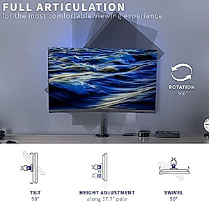 VIVO Single 13 to 38 inch LCD Monitor Heavy Duty Desk Mount Stand, Holds 1 Standard to Ultrawide Screen up to 38 inches, STAND-V001C