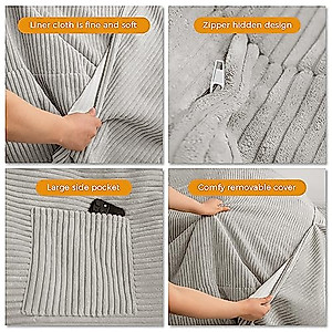 MAXYOYO Giant Bean Bag Chair Bed for Adults, Convertible Beanbag Folds from Lazy Chair to Floor Mattress Bed, Large Floor Sofa Couch, Big Sofa Bed, High-Density Foam Filling, Machine Washable