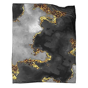 Black Gold Marble Throw Blanket,Abstract Decorative Modern Luxury Watercolor Marble Home Durable Blanket,40x50inch(100x130cm) Blankets for Bed Couch Sofa