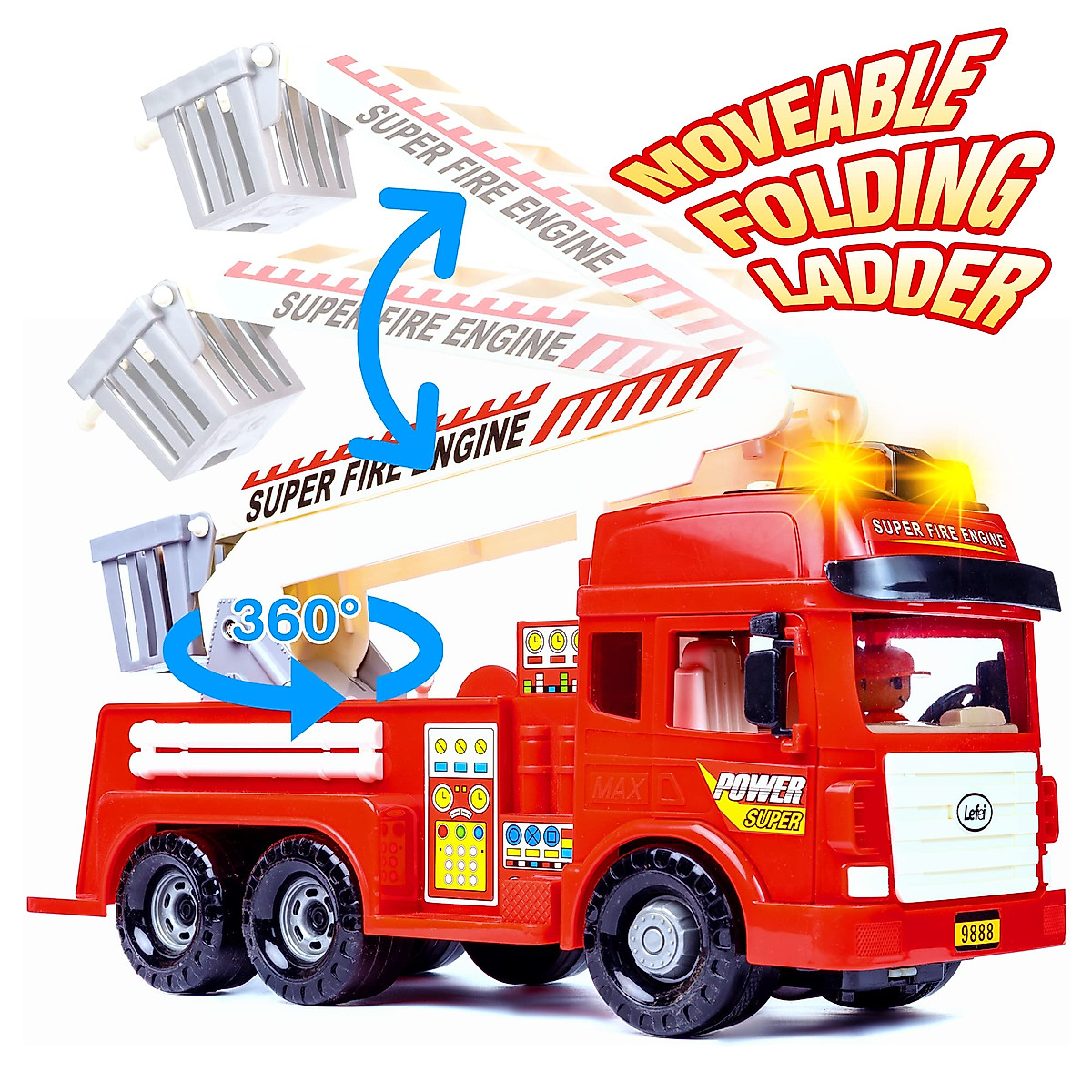 CifToys Fire Truck Toy for 3 Year Old Boys, Girls, Big Firetruck Toys for Kids 3-8, Fire Engine Gift for Ages 3,4,5,6,7,8, Rescue Car,Extending Ladder