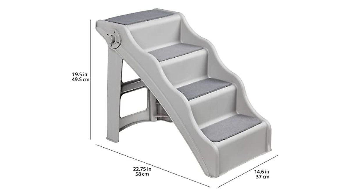Amazon Basics Foldable Pet Steps for Dogs and Cats in Grey