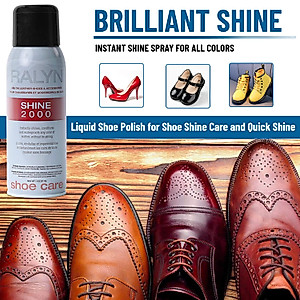 Ralyn 11oz Shoe Shine 2000 Quick Shine - No Buffing Needed- Leather Polish For Shoes, Bags, Furniture, Wallets, Purses - Liquid Shoe Polish for Shoe Shine Care and Quick Shine