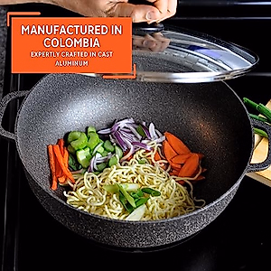 IMUSA 3.5 Quart Nonstick Fuzion Caldero with Tempered Glass Lid