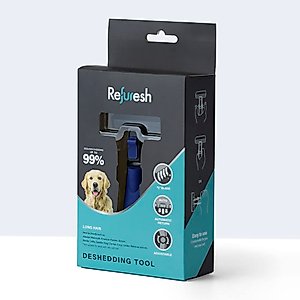 Refuresh Deshedding Brush for Dogs & Cats - Medium & Blue, Long Hair Grooming Tool, Dog Deshedding Brush, Cat Deshedding Brush, Lightweight Deshedding Tool for Shedding Control. Pet Deshedder