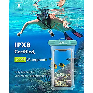 MoKo Waterproof Phone Pouch 3-Pack, Underwater Phone Case Dry Bag with Lanyard Compatible with iPhone 14 13 12 11 Pro Max X/Xr/Xs Max/SE 3, Galaxy S21/S20, up to 7.5", Orange+SkyBlue+Magenta