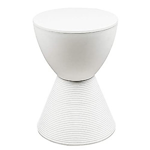 LeisureMod Boyd Modern Accent Side Table End Table Indoor and Outdoor Use, 16.75" H x 11.75" W x 11.75" D (White)