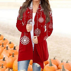 MABUTINGTI Christmas Cardigan Christmas Cardigan Long Cardigans for Women Trendy Cute Pattern Lighweight with Long Sleeve Open Front Outwear Wine XX-Large