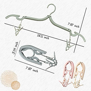 WisePoint 4 Pcs Folding Coat Hangers, Portable Plastic Hangers Clothes Hanger Clothes Foldable Hanger with 8 Clips and Anti-Slip Groove Suitable for Home Outdoor Travel Camping Hiking (Colorful)