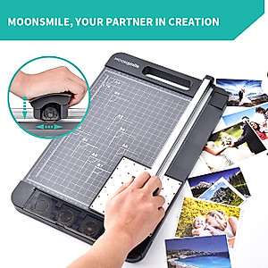 Rotary Paper Trimmer, 3-in-1 Paper Cutter, 12 Inch Cutting Length, with Straight Cut/Perforating Cut/Wavy Cut, Enclosed Blades for Safe Use, Ideal for Paper Craft Projects