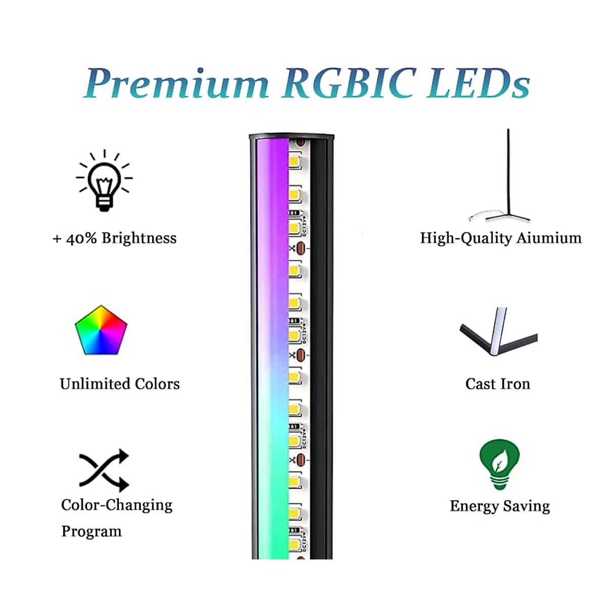 RGBIC Corner LED Floor Lamp - Modern Mood Lighting & Music Sync