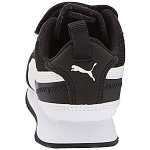 PUMA unisex child R78 Hook and Loop Sneaker, Black/White, 5 Toddler US