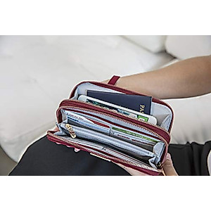 Travelon RFID Blocking Double Zip unisex-adult Nylon Wallet, Blue, 7.5 x 4 x 1.5