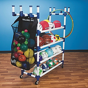 S&S Worldwide Cart and Wall Ball Bag. Large (36" L x 19-1/2" x 9") Mesh Bag with 2 Metal Grommets to Hang. Easy Access Through Open Top or Zippered Bottom. Perfect for Garage, PE Closet or Anywhere!