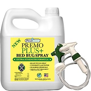 Premo Plus+ Bed Bug Spray Extra Strength – 128 oz – Fast Acting Bed Bug Treatment & Killer – Stain & Scent Free – Child & Pet Safe – Powerful New Stronger Formula – Natural with No Harmful Chemicals