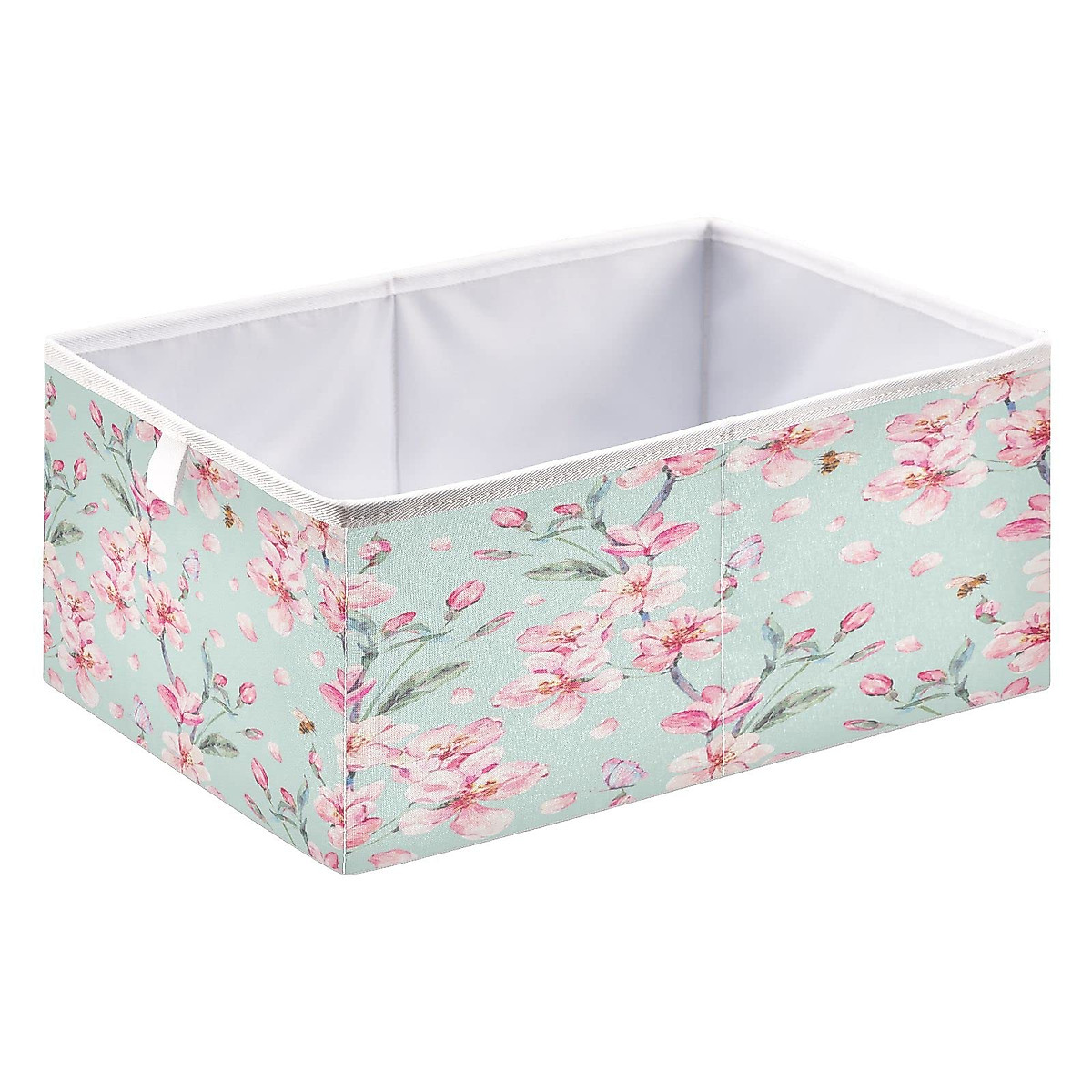 Kigai Pink Flowers Cube Storage Bins - 11x11x11 in Large Foldable Cubes Organizer Storage Basket for Home Office, Nursery, Shelf, Closet