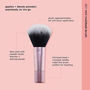 Real Techniques Mini Multitask Makeup Brush, For Blush, Bronzer & Powder, Face Brush with Custom-Cut Synthetic Bristles, For Loose & Pressed Powder, Travel Sized, Vegan & Cruelty-Free, 1 Count