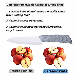 Ceramic Knife Sets for Kitchen，4 Piece Ceramic knives set with Steath，6" Chef knife 5.5" Fruit Utility Knife 4" Vegetable Knife 3" Paring Knife, One Peeler (box set)