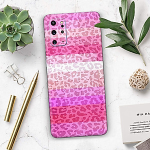DesignSkinz Hot Pink Striped Cheetah Print Protective Vinyl Decal Wrap Skin Cover Compatible with The Samsung Galaxy S20 (Screen Trim & Back Glass Skin)