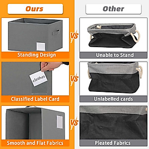 ASXSONN Large Fabric Storage Bins 3 Pack, Collapsible Closet Storage Bins for Shelves with Label, 15x11in Storage Baskets for Shelves, Fabric Closet Organizers and Storage Bins with Handles (Grey)