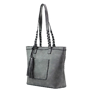 Lady Conceal Concealed Carry Purse - Locking Cora Stitched Gun Tote (Gray)