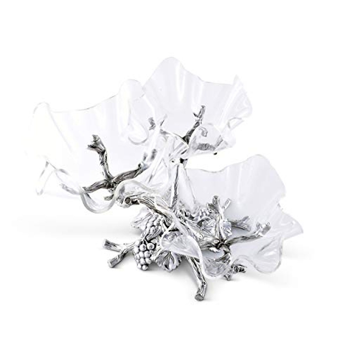 Arthur Court 3-Tiered Acrylic Bowl Stands Grape Pattern Sand Casted in Aluminum with Artisan Quality Hand Polished Tarnish Free Lightweight Serving Bowls 9.5 inch x 12 inch