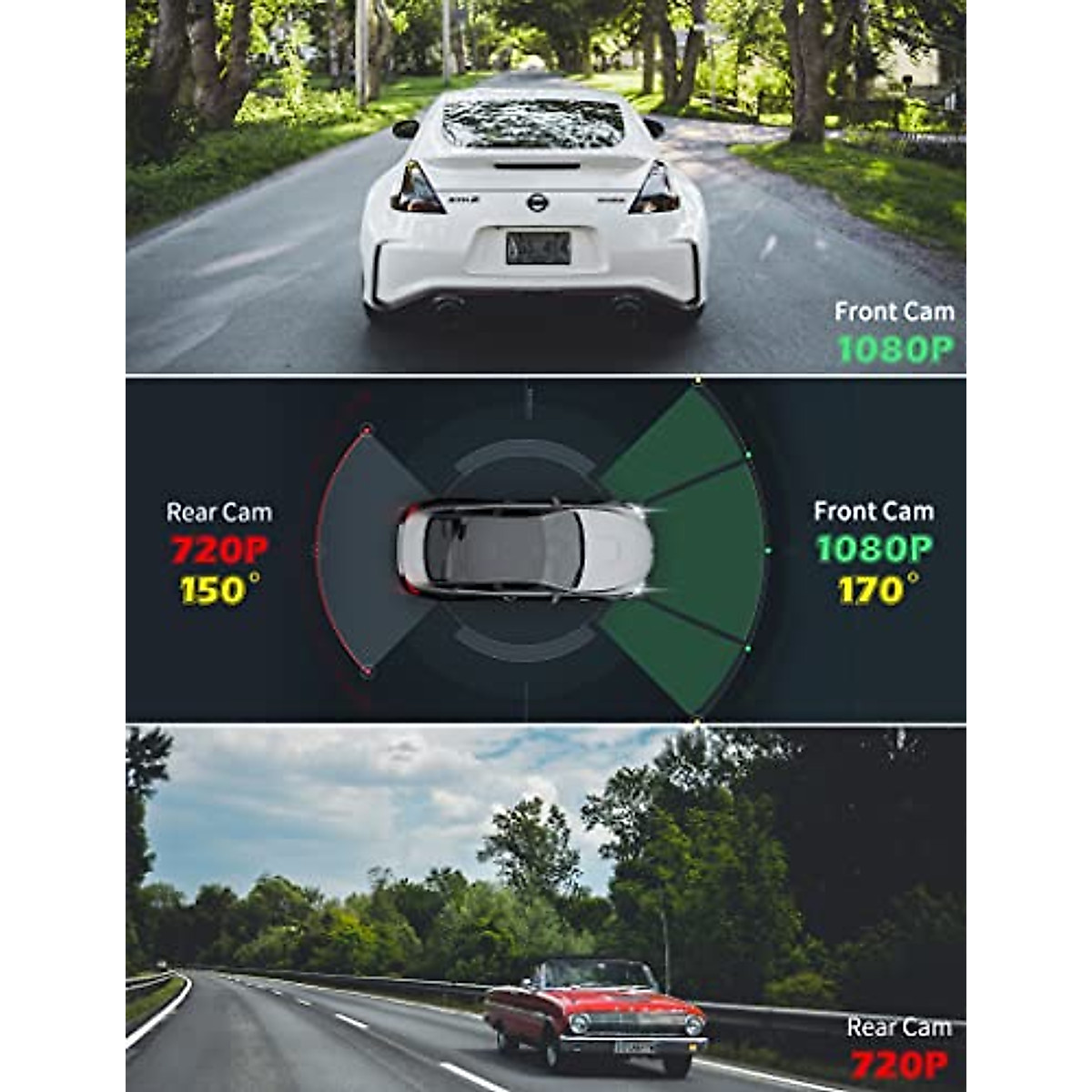 Milerong Dash Cam Front and Rear, FHD 1080P WiFi Dash Cam Pro, Dash Camera with SD Card, 3.16" Screen Car Dashcam with Enhanced Night Vision,Adjustable Camera, 24Hrs Parking Mode, Motion Detection,WDR