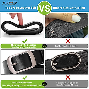SUOSDEY Fashion Womens Soft Leather Belt, Waist Belt with Pin Buckle for Jeans Pants, black belt,width 1.3"