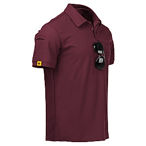 SCODI Mens Polo Shirts Performance Short Sleeve Tactical Shirts Athletic Golf Shirt 012-Wine Red 2XL