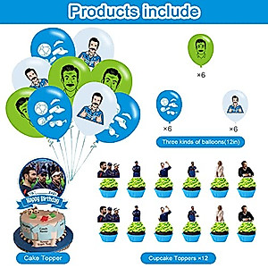 Soccer Party Decorations,Birthday Supplies For Soccer 2023 Includes Banner Cake Topper 12 Cupcake Toppers 18 Balloons