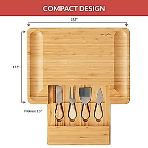 Cheese Board Set, Bamboo Cheese Board and Knife Set, Charcuterie Board Set, Charcuterie Tray, Wine and Cheese Board, Beautiful Charcuterie Boards Gift for Mom, Housewarming Gift and Wedding Gift