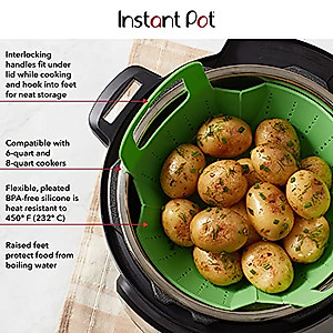 Instant Pot Official Silicone Steamer Basket, Compatible with 6-Quart and 8-Quart Cookers, Green