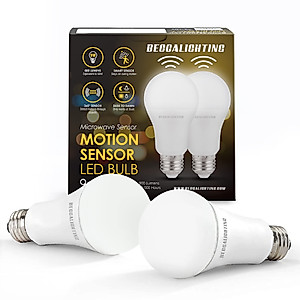 BECCALIGHTING Motion Sensor LED Bulb 9W 5000k Daylight White Light Color 2 Units Count Indoor Outtdoor Sensitive Radar Motion Activated Garage Basement Porch Lamp Hallway UL Listed