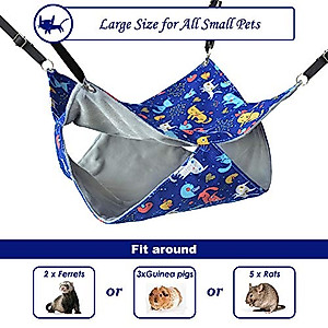 HOMEYA Pet Small Animal Hanging Hammock, Bunkbed Hammock Toy for Ferret Hamster Parrot Rat Guinea-Pig Mice Chinchilla Flying Squirrel Sleep Nap Sack Cage Swinging Bed Hideout (Small Cat Pattern)