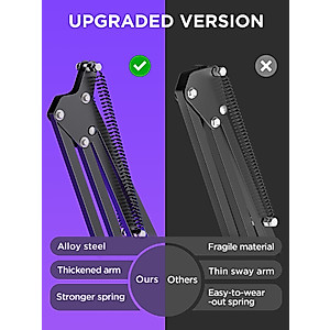 InnoGear Microphone Stand Mic Boom Arm for Blue Yeti HyperX QuadCast S SoloCast Snowball Fifine K669B and other Mic, with Shock Mount Windscreen Pop Filter Mic Clip Holder Cable Ties, Large