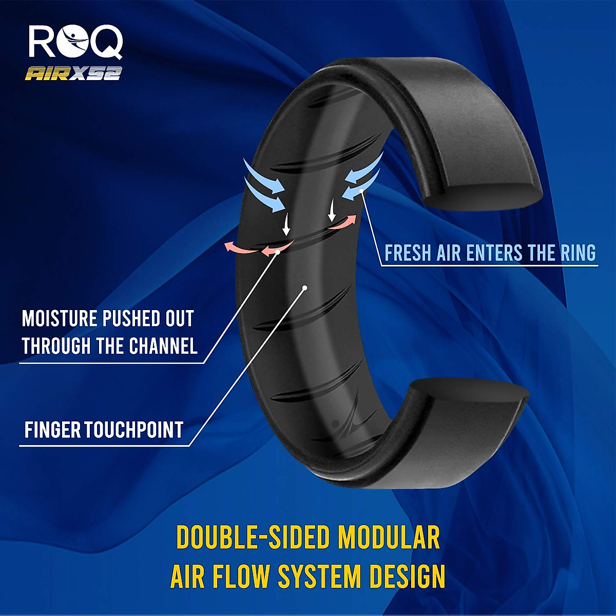 ROQ Silicone Rubber Wedding Ring for Men, Comfort Fit, Men's Wedding Band, Breathable Rubber Engagement Ring/Band, Step Edge, 8mm Wide 2mm Thick, 4 Pack, Black, Silver, Bronze, Size 9