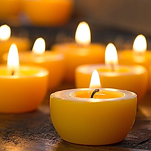 Beeswax Tea Light Candles - 100% Pure Beeswax with One Reusable Glass Candle Holder and Reusable Cotton Bag Eco Friendly Gift Set(12)