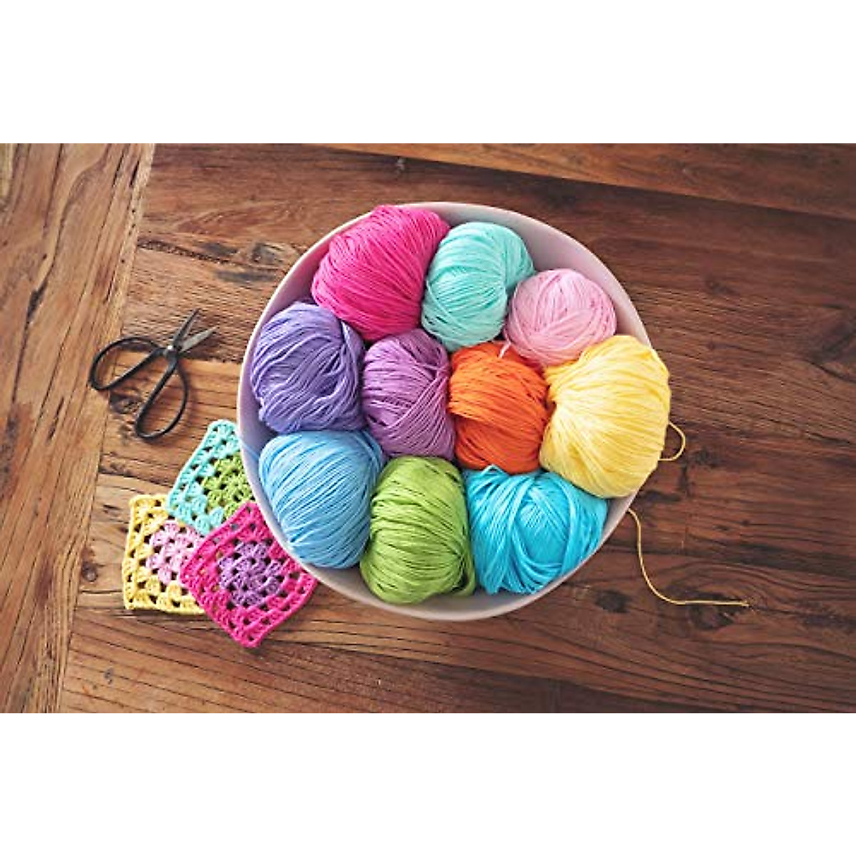 Studio Sam Pure Cotton Yarn Set for Knitting and Crochet. Pack of 10 Skeins, Total 1850 Yards. Great for Baby Blankets and Clothes. Boho Brights Collection.