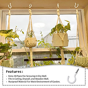 Etoolia 50 Pcs Ceiling Hooks for Hanging Plants - 2.9 inches Plant Hooks Heavy Duty, Hanging Hooks for Christmas Lights, Cups, Decors - White Vinyl Coated Screw in Plant Hanger Hook Indoor and Outdoor