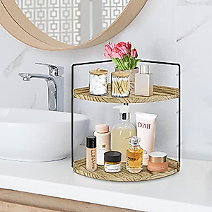 2-Tier Bathroom Counter Organizer, Bathroom Corner Storage Shelf, Bathroom Trays for Counter Vanity Organizer, Cosmetic Holder Perfume Makeup Standing Rack, Bathroom Sink Organizer Kitchen Spice Rack