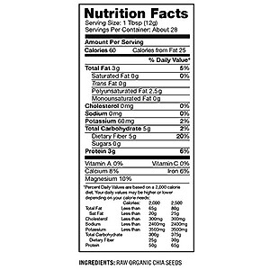 Nutiva Organic Premium Raw Ground Chia Seeds, 12 Oz, USDA Organic, Non-GMO, Whole 30 Approved, Vegan, Gluten-No & Keto, Nutrient-Dense Seeds with 3g Protein & 5g Fiber for Salads, Yogurt & Smoothies