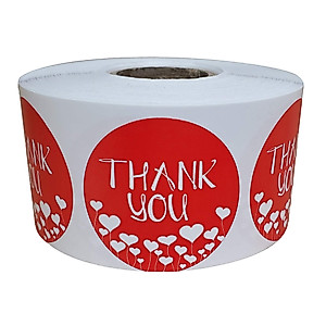 Royal Green Thank You Label Sticker Roll 1.5 Round Sealing Stickers for Letters, Greeting Cards, Thanks You Notes in Red 38mm - 600 Pack