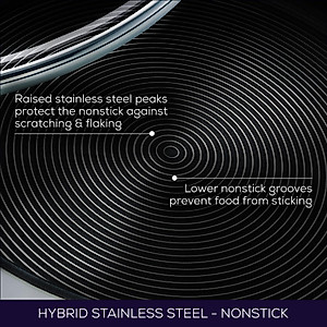 Circulon Stainless Steel Sauté Pan with Lid and SteelShield Hybrid Stainless and Nonstick Technology, 5 Quart